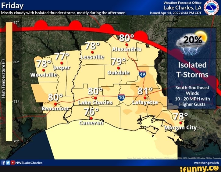 'Weather Forecast Office Friday Lake Charles, LA Mostly cloudy with ...