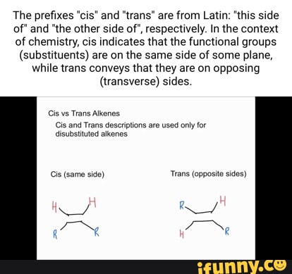 The prefixes 'cis" and "trans" are from Latin: "this side of" and "the ...