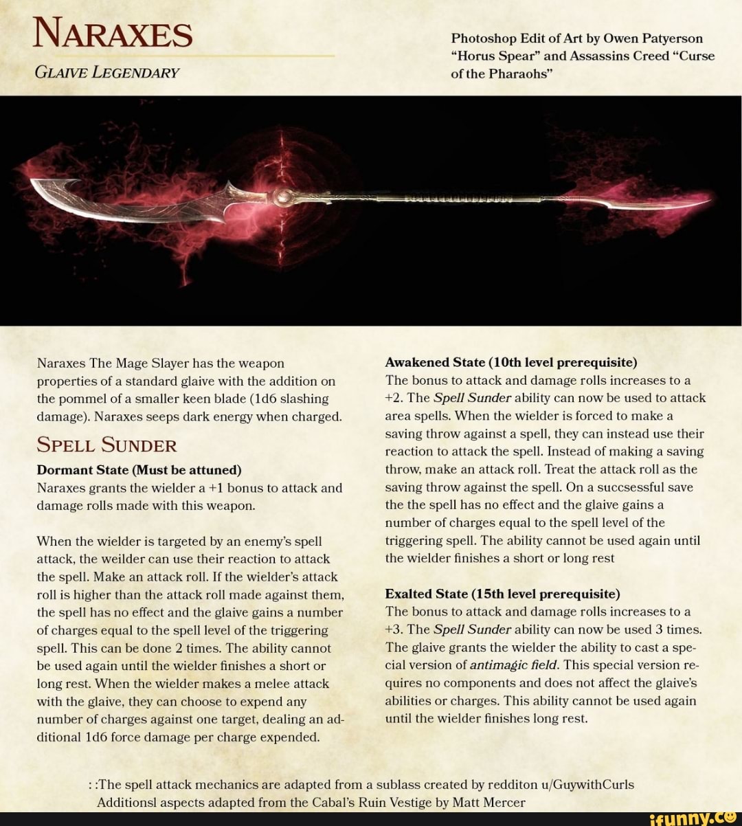 NARAXES GLAIVE LEGENDARY Photoshop Edit of Art by Owen Patyerson "Horus ...