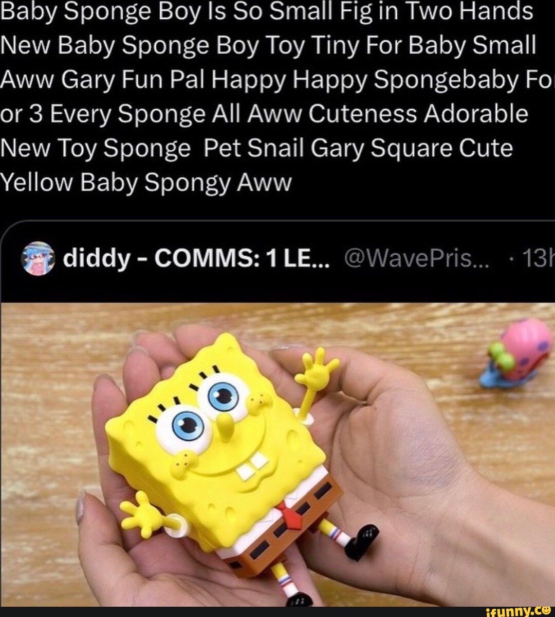 Baby Sponge Boy Is So Small Fig in Two Hands New Baby Sponge Boy Toy ...