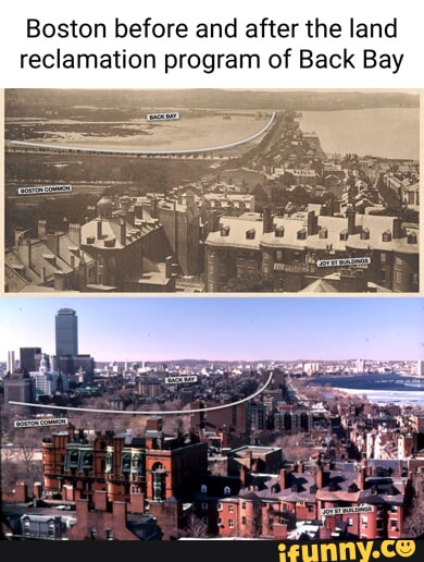 Boston before and after the land reclamation program of Back Bay ...