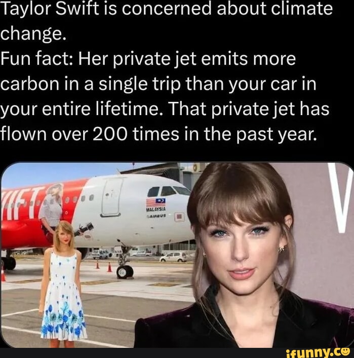 Taylor Switt is concerned about climate change. Fun fact: Her private ...
