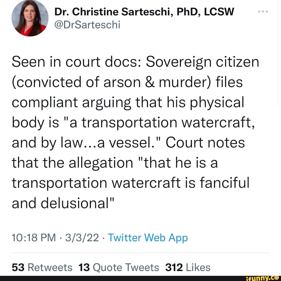 Dr. Christine Sarteschi, PhD, LCSW @DrSarteschi Seen in court docs ...