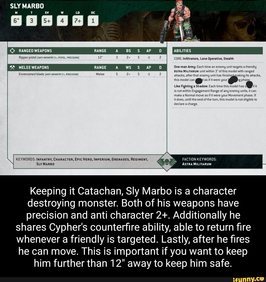 SLY MARBO if I ' RANGED WEAPONS Ripper pistol MELEE WEAPONS ...