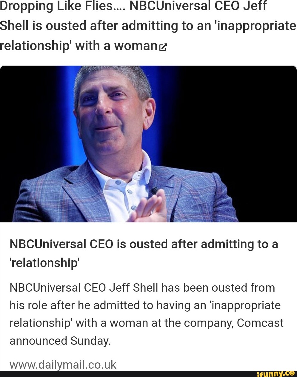 Dropping Like Flies.... NBCUniversal CEO Jeff Shell is ousted after ...