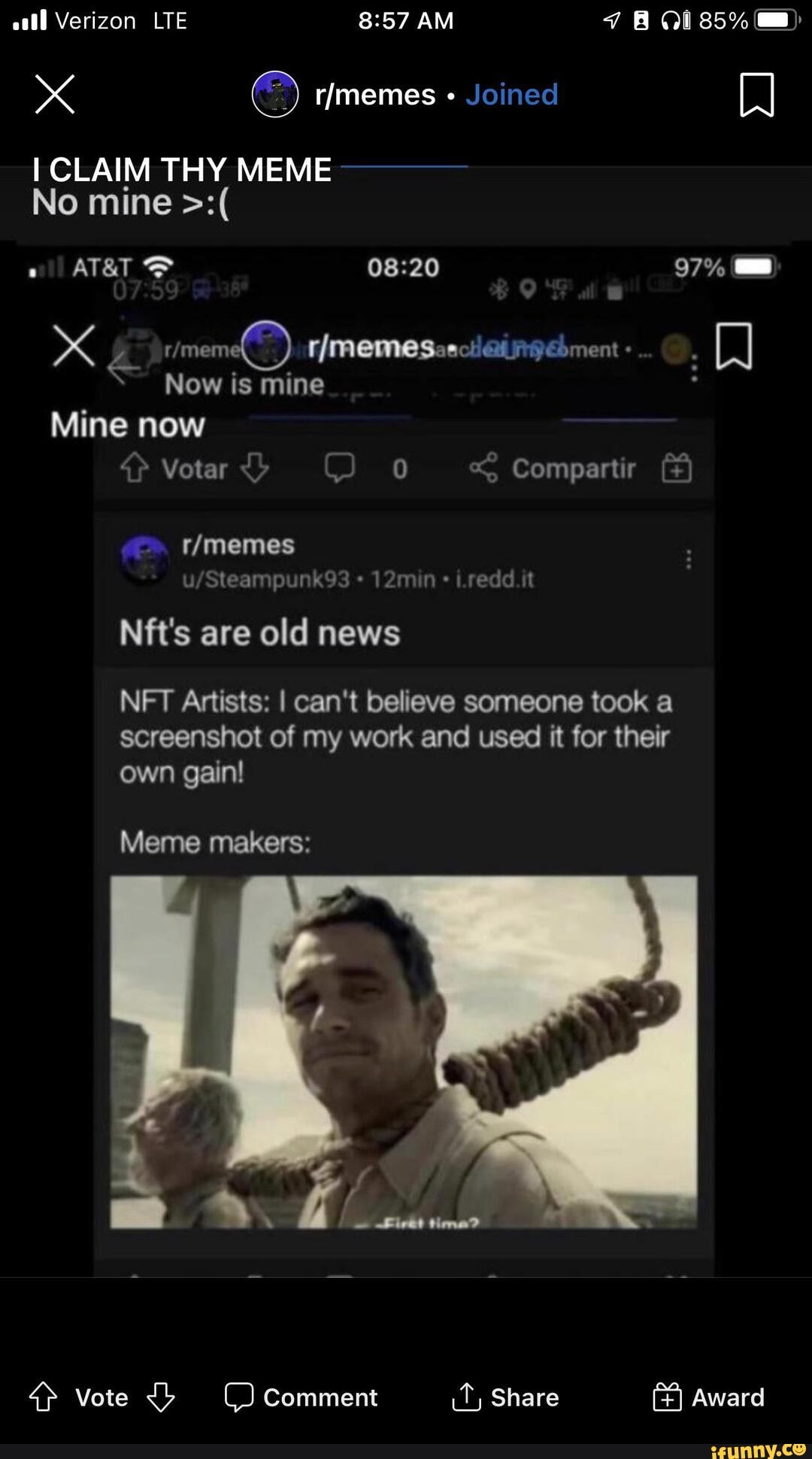 All Verizon LTE AM @ 85% Joined I CLAIM THY MEME No mine =ATaT 97% Now ...