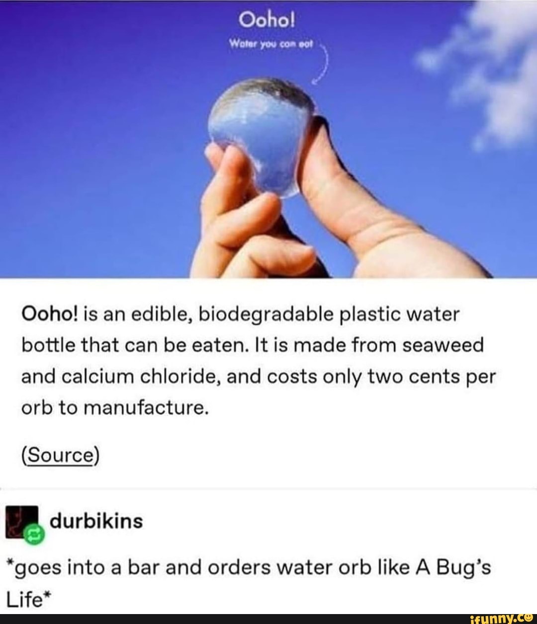 Ooho! is an edible, biodegradable plastic water bottle that can be ...