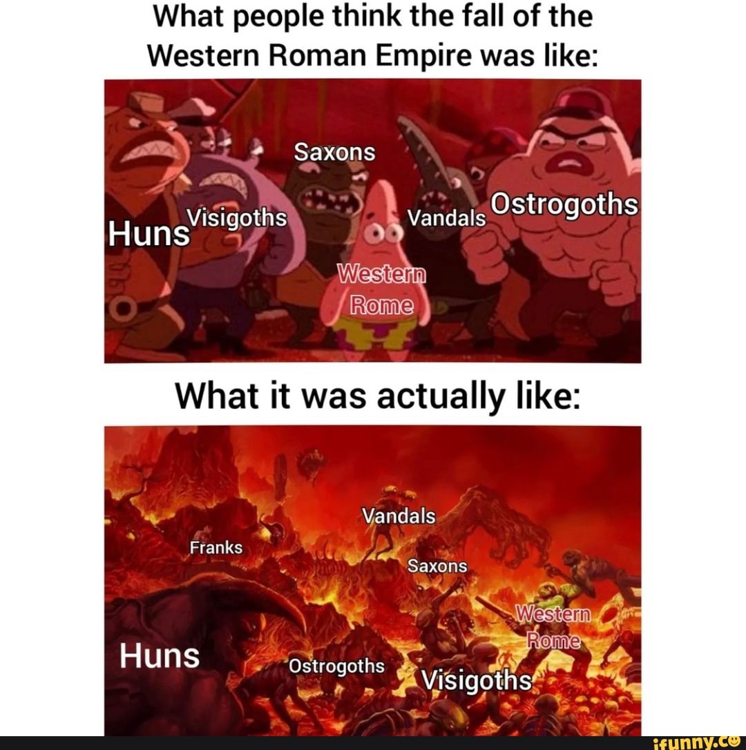 Embrace the slightly tilted meme. - What people think the fall of the ...