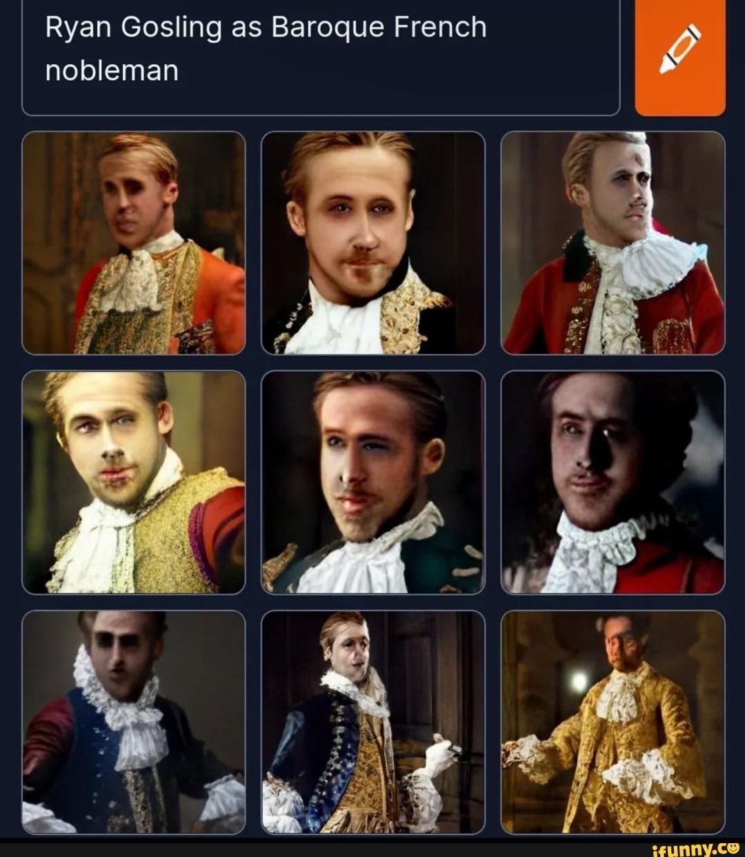 Ryan Gosling as Baroque French nobleman - iFunny Brazil