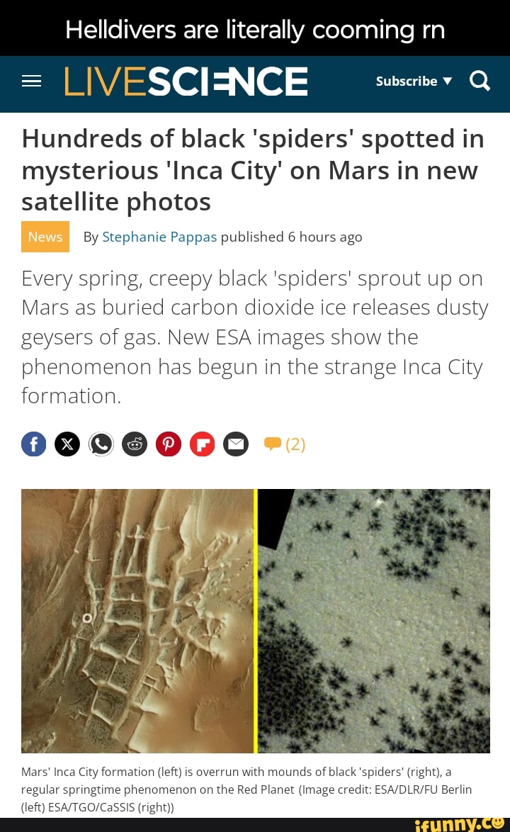 Helldivers are literally cooming rn LIVESCIENCE Hundreds of black ...