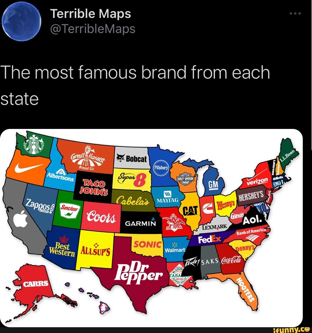 \ Terrible Maps The most famous brand from each state Za "abelng MAYTAG ...