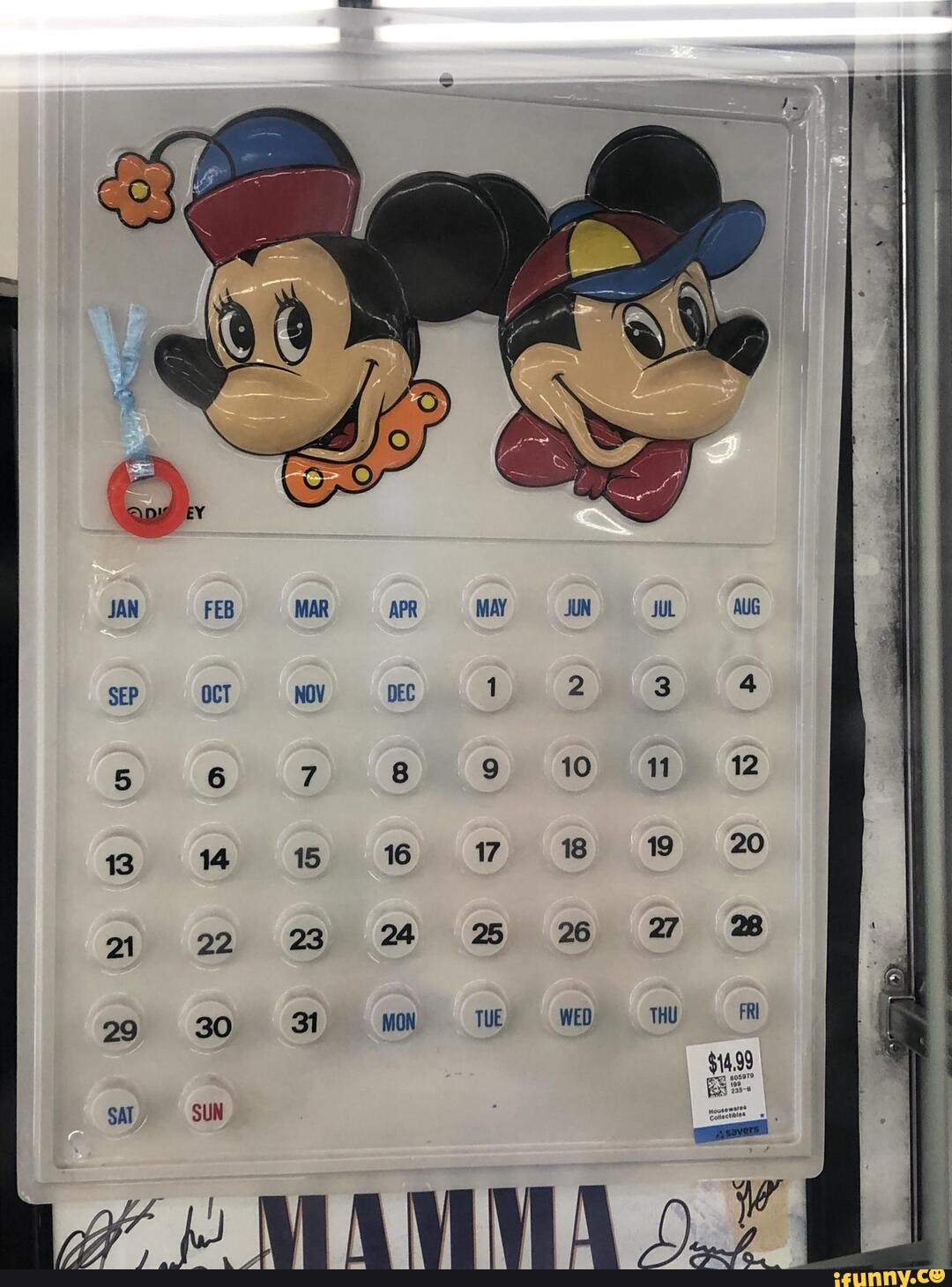 Vintage “ring-a-date” or “perpetual” calendar featuring disney’s mickey ...