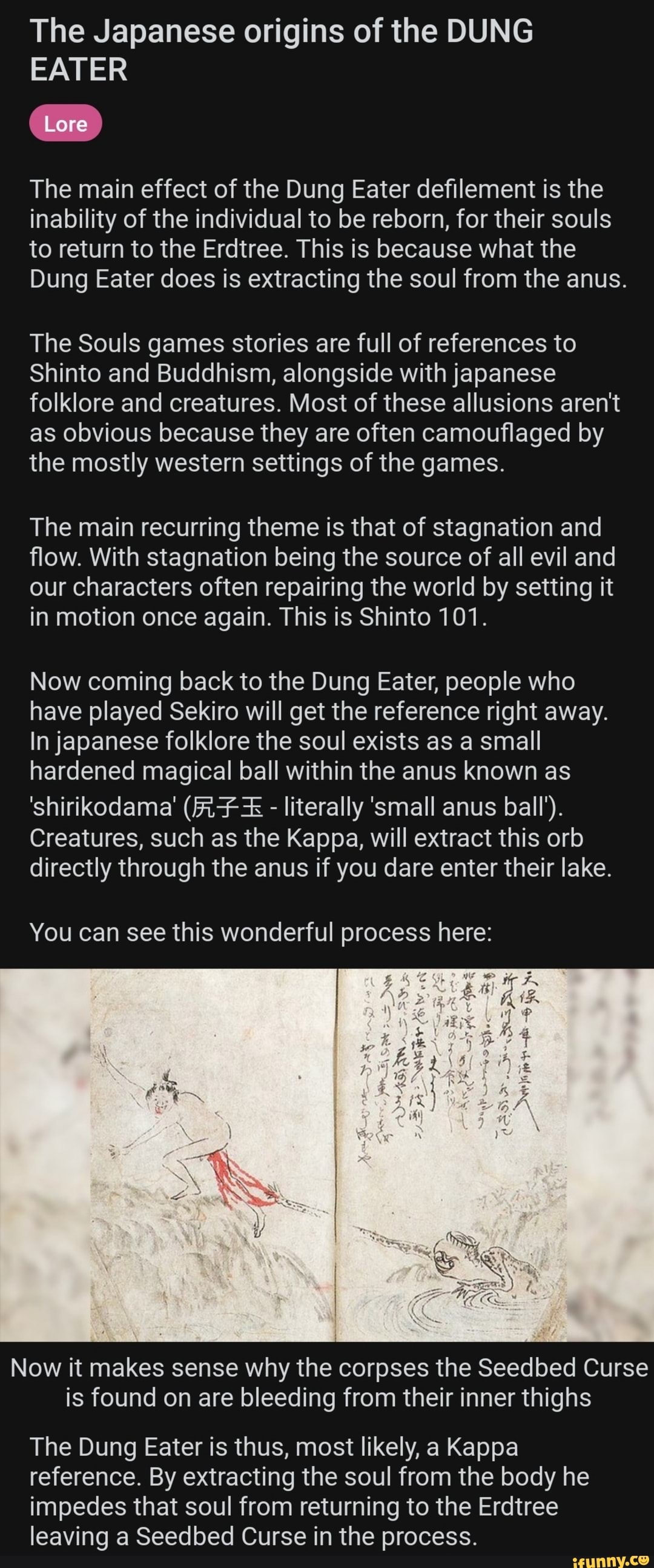The Japanese origins of the DUNG EATER Lore The main effect of the Dung ...