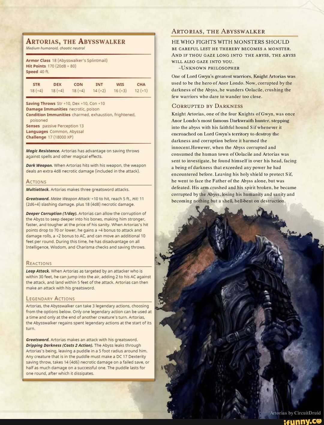 ARTORIAS, THE ABYSSWALKER ARTORIAS, THE ABYSSWALKER HE WHO FIGHTS WITH ...