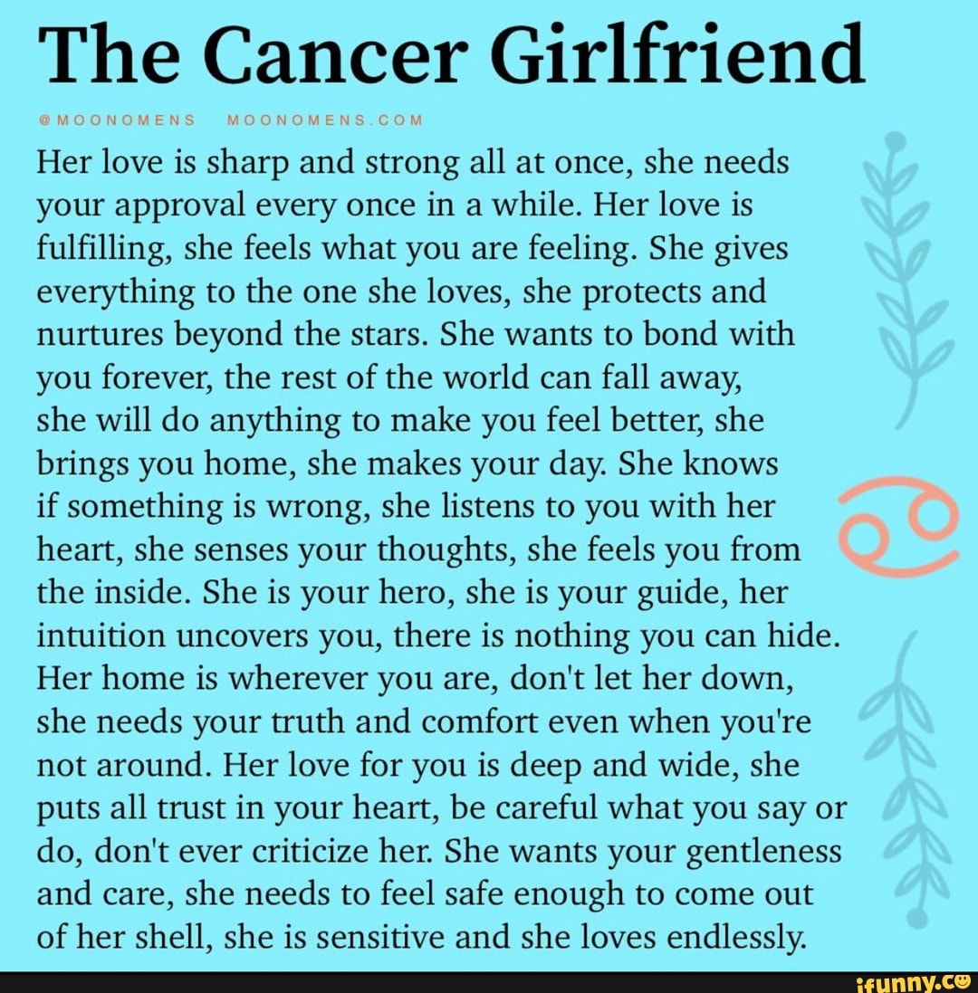 The Cancer Girlfriend MOONOMENS MOONOMENS Her love is sharp and strong ...