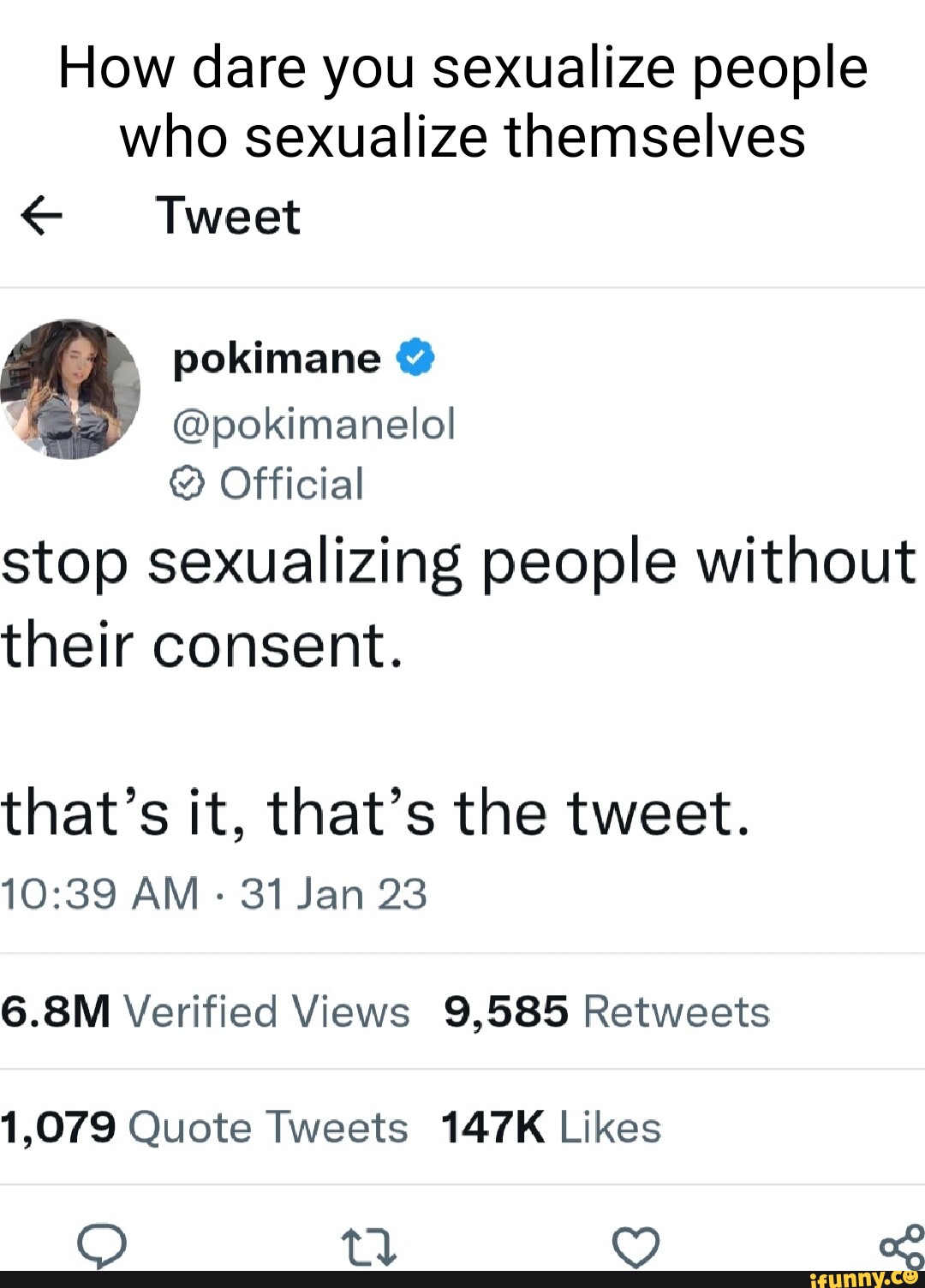 How dare you sexualize people who sexualize themselves Tweet pokimane ...