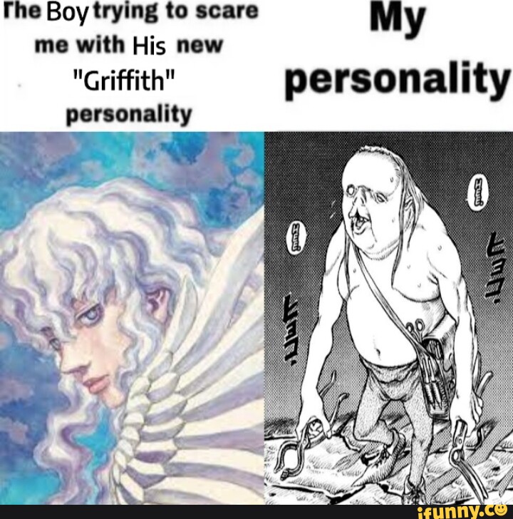 The Boy trying to scare My me with His new "Griffith" personality ...