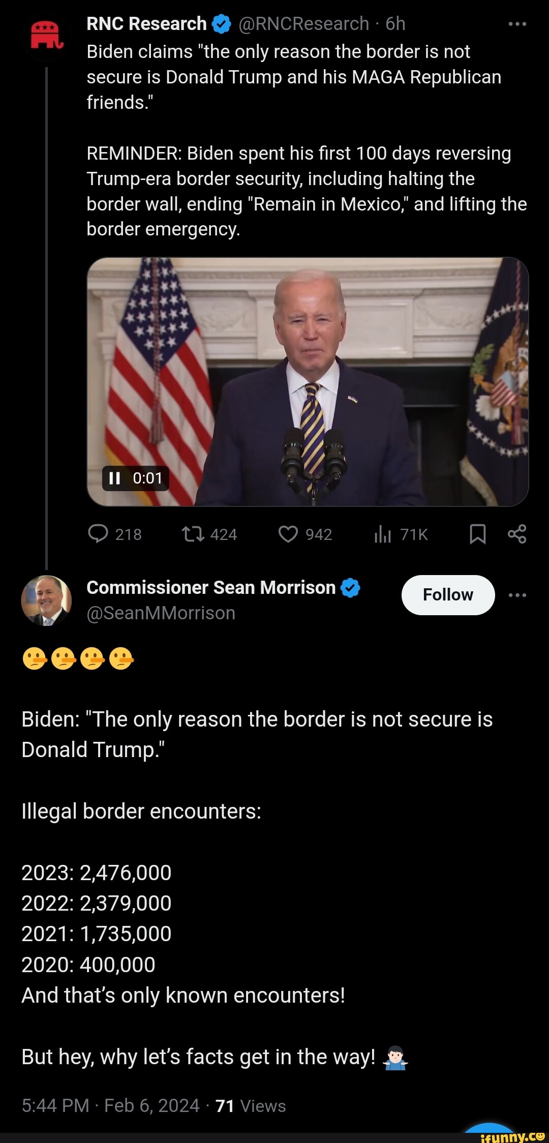 Rnc Research Rncresearch Friends Biden Claims The Only Reason The