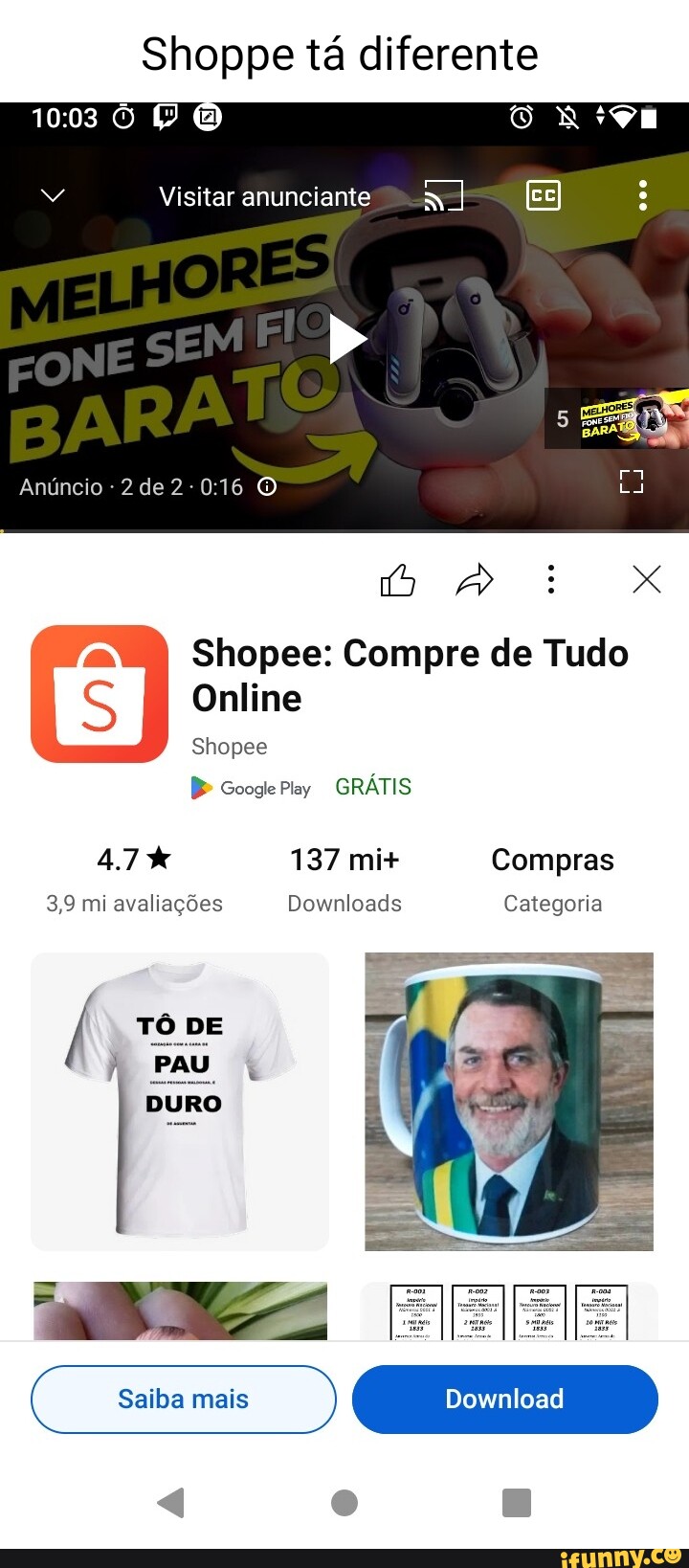 Shoppe tá diferente Visitar anunciante [Ec) ME Anúncio -2 de O bao io X ...