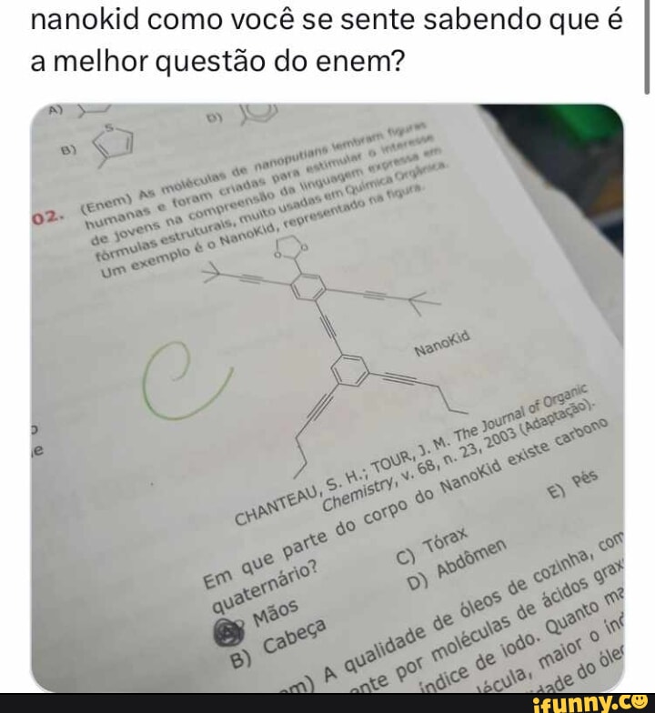 Nanokid como você se sente sabendo que é a melhor questão do enem ...