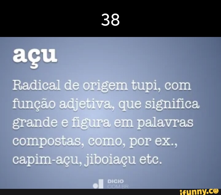 38 Radical de origem tupi, com função adjetiva, que significa grande e ...