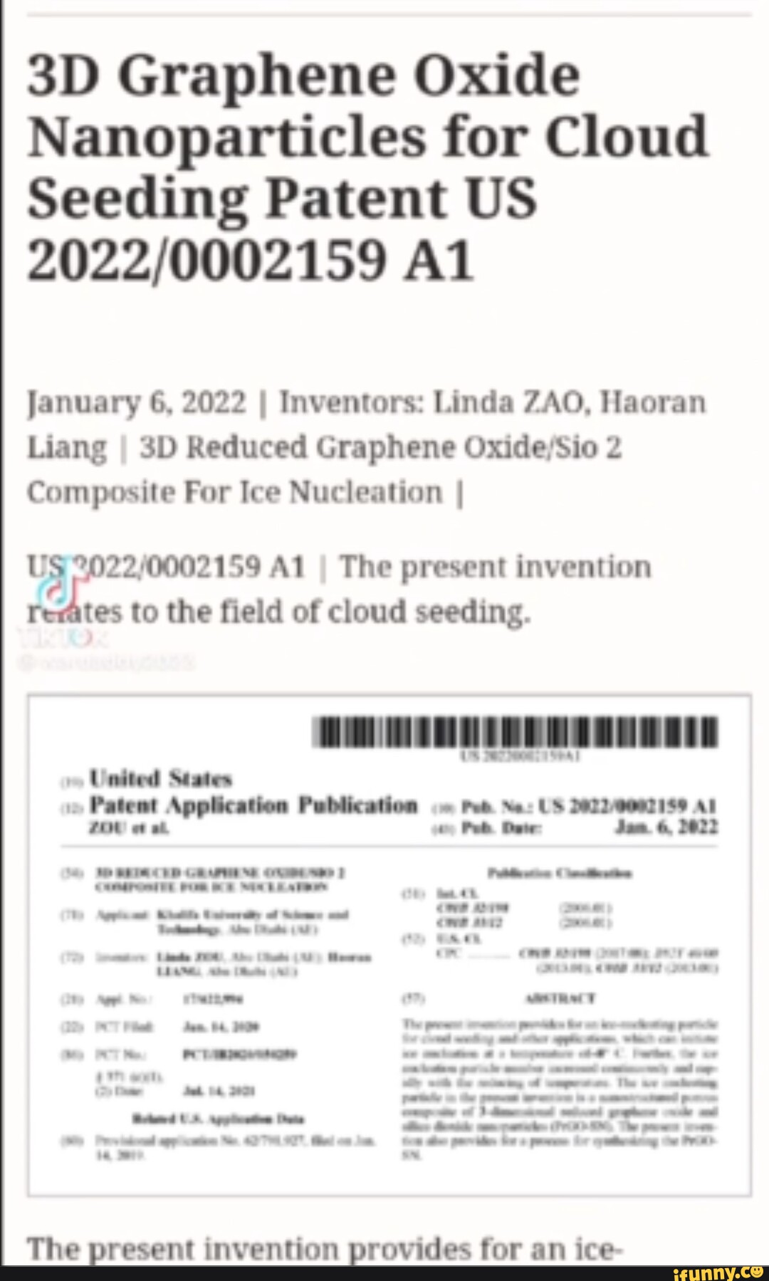 Graphene Oxide Nanoparticles for Cloud Seeding Patent US January 6 ...