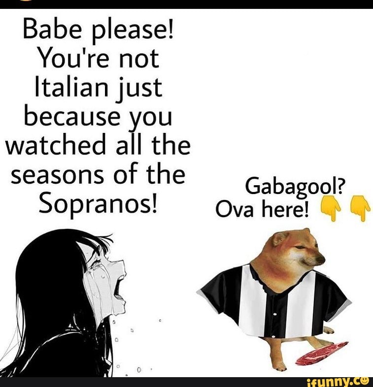 Babe please! You're not Italian just because you watched all the ...