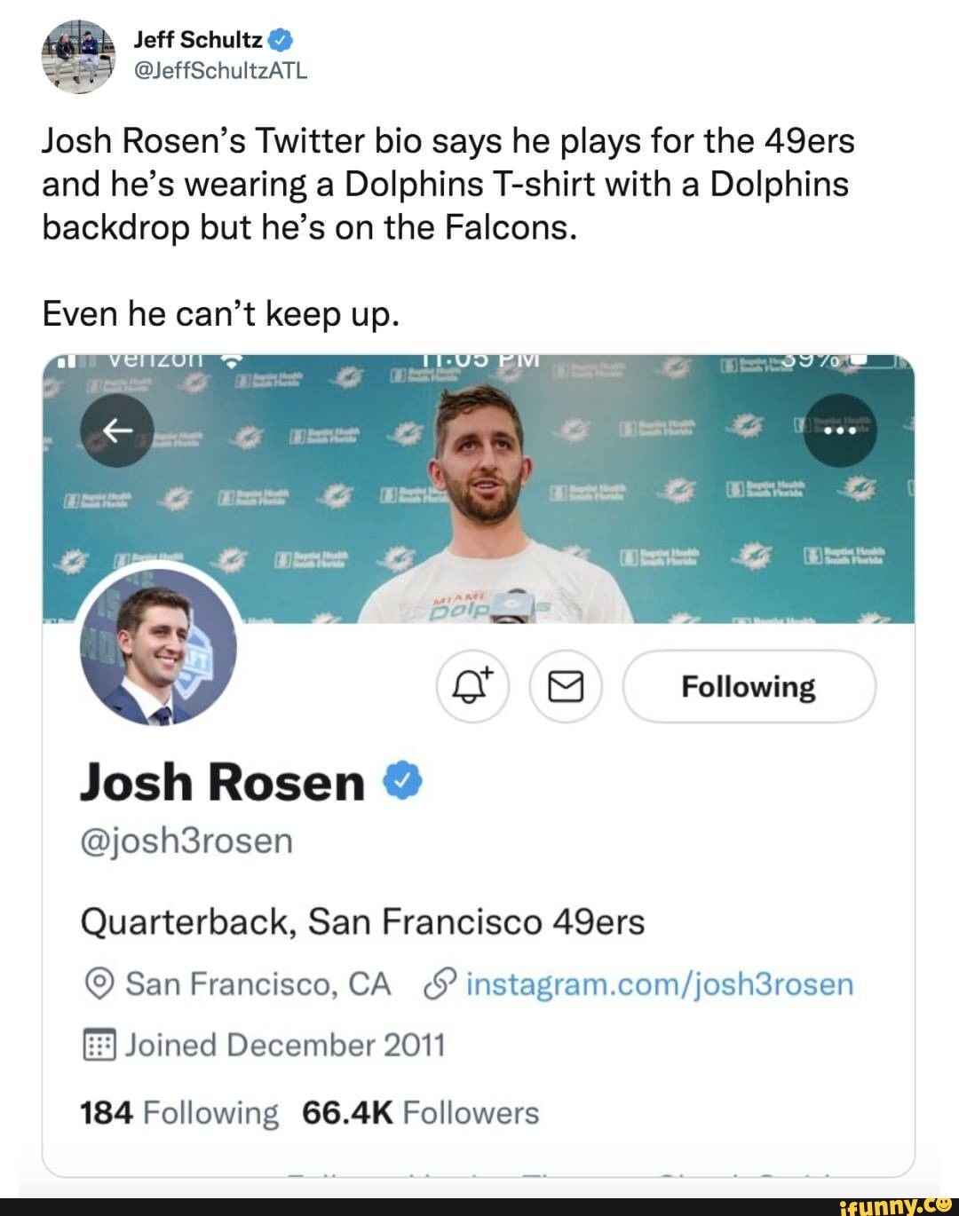 Jeff Schultz @JeffSchultzATL Josh Rosen's Twitter bio says he plays for ...