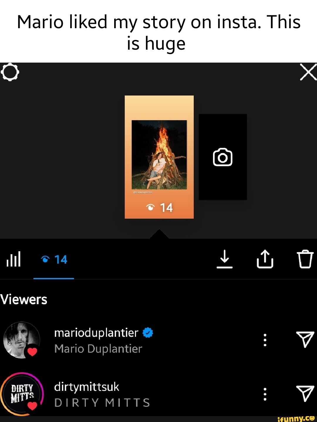 Mario liked my story on insta This is huge lil U Viewers ...