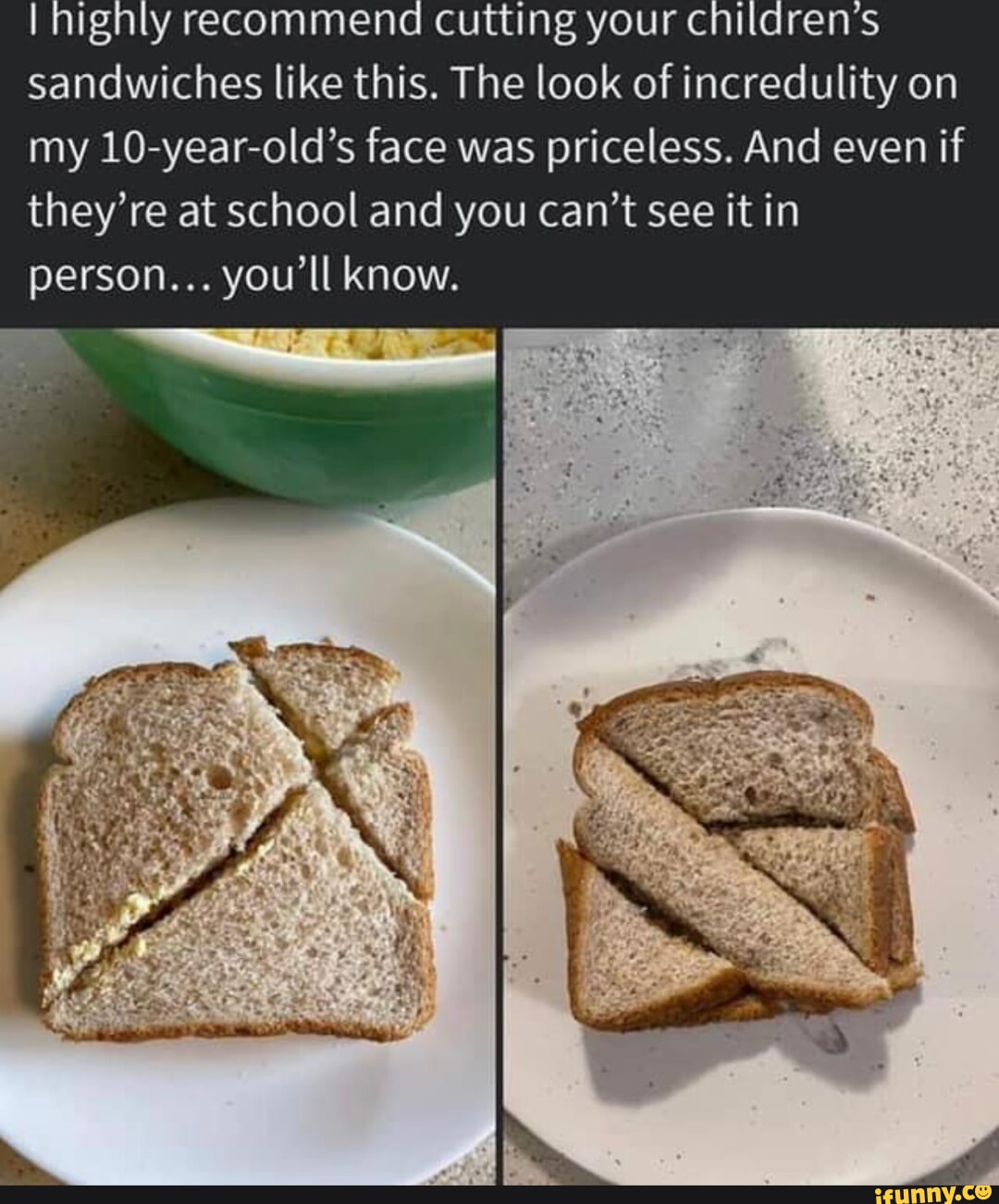 Ighly recommend cutting your children's sandwiches like this. The look ...
