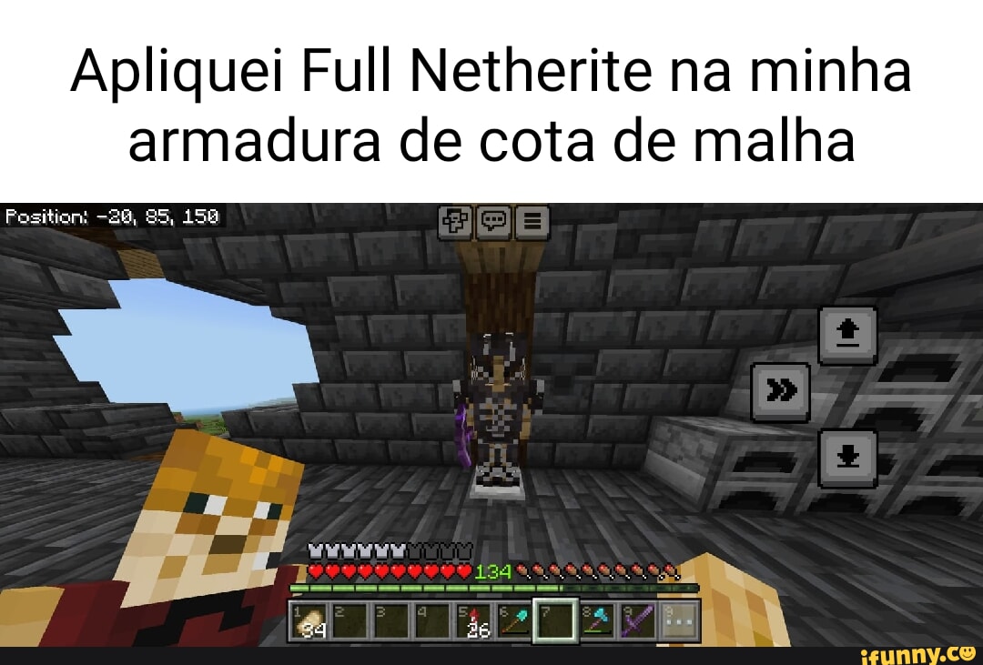 Apliquei Full Netherite na minha armadura de cota de malha Position ...
