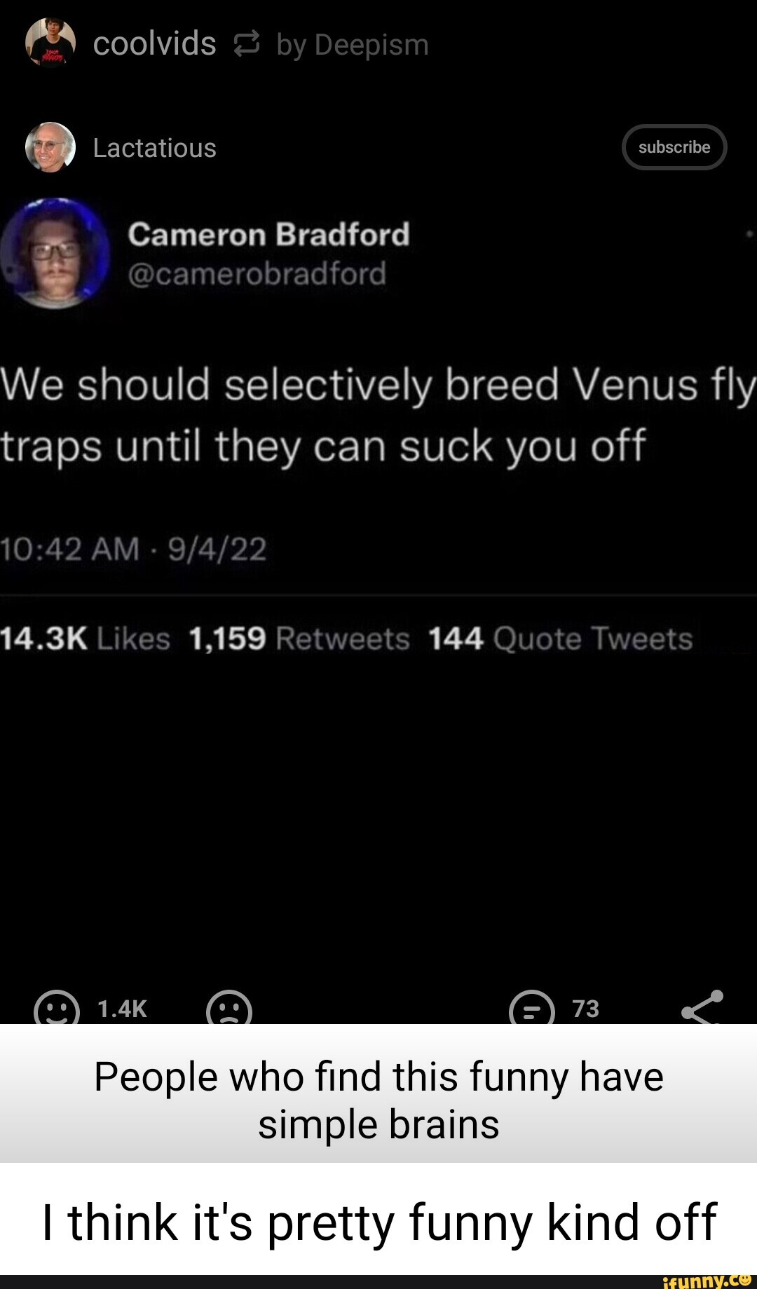 FA coolvids Lactatious subscribe Cameron Bradford We should selectively ...