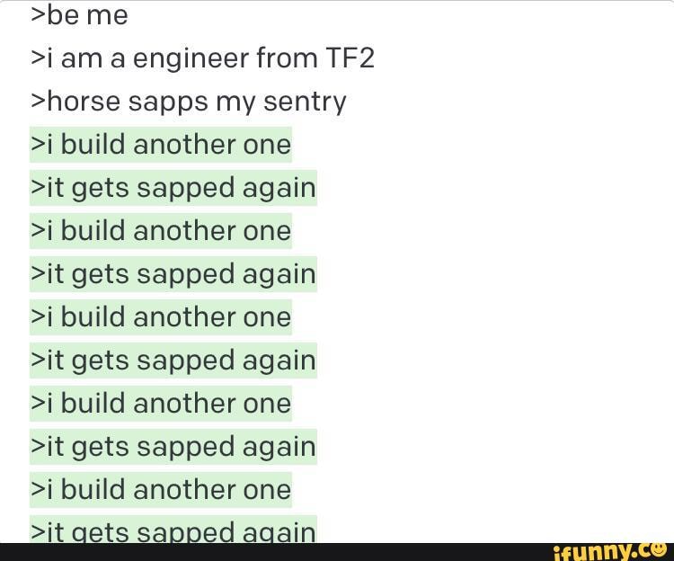 >be me >i am engineer from >horse sapps my sentry >i build another one ...