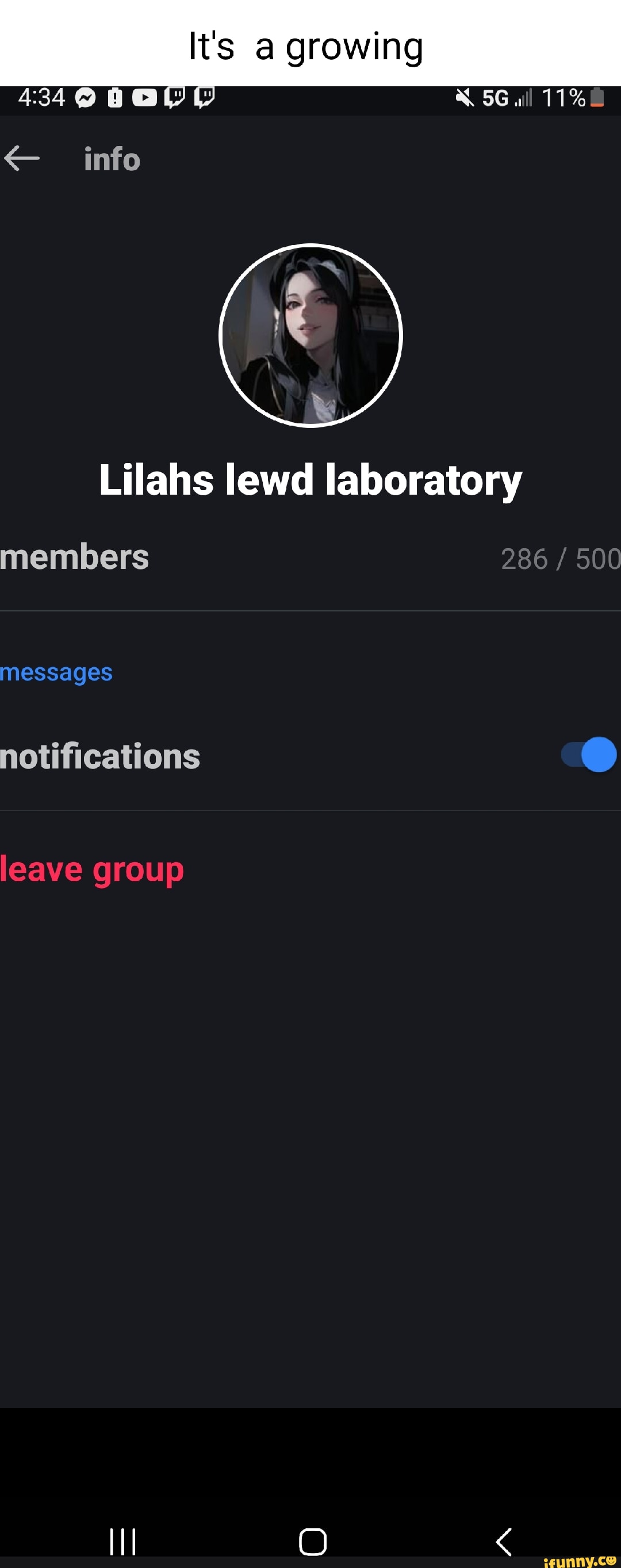 It's a growing all _info Lilahs lewd laboratory members messages notifications leave group II O