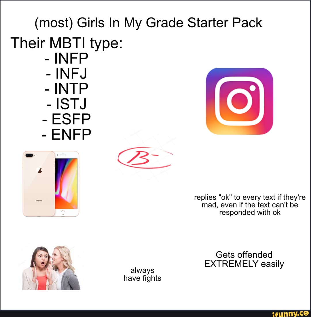 (most) Girls In My Grade Starter Pack Their MBTI type: - INFP - INFJ ...
