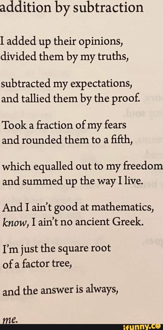 Addition by subtraction I added up their opinions, divided them by my ...
