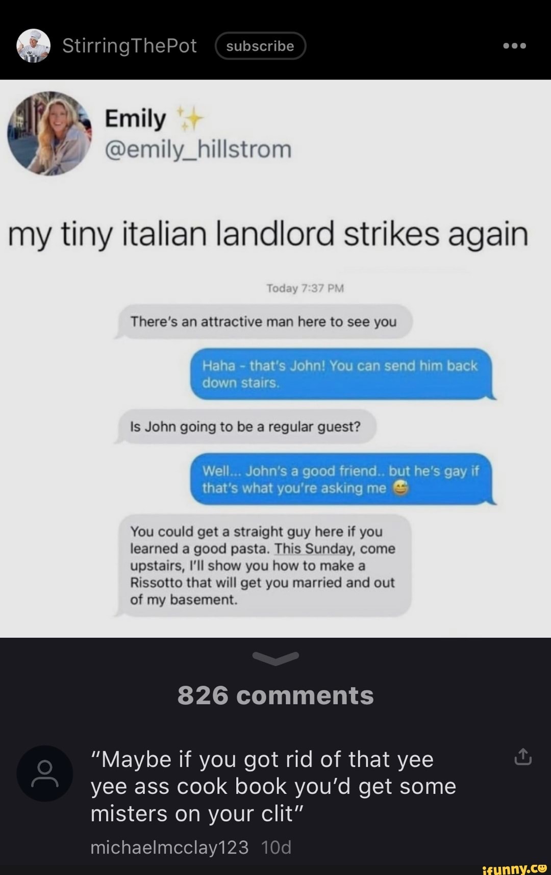 Q StirringThePot ( subscribe emily hillstrom my tiny italian landlord ...