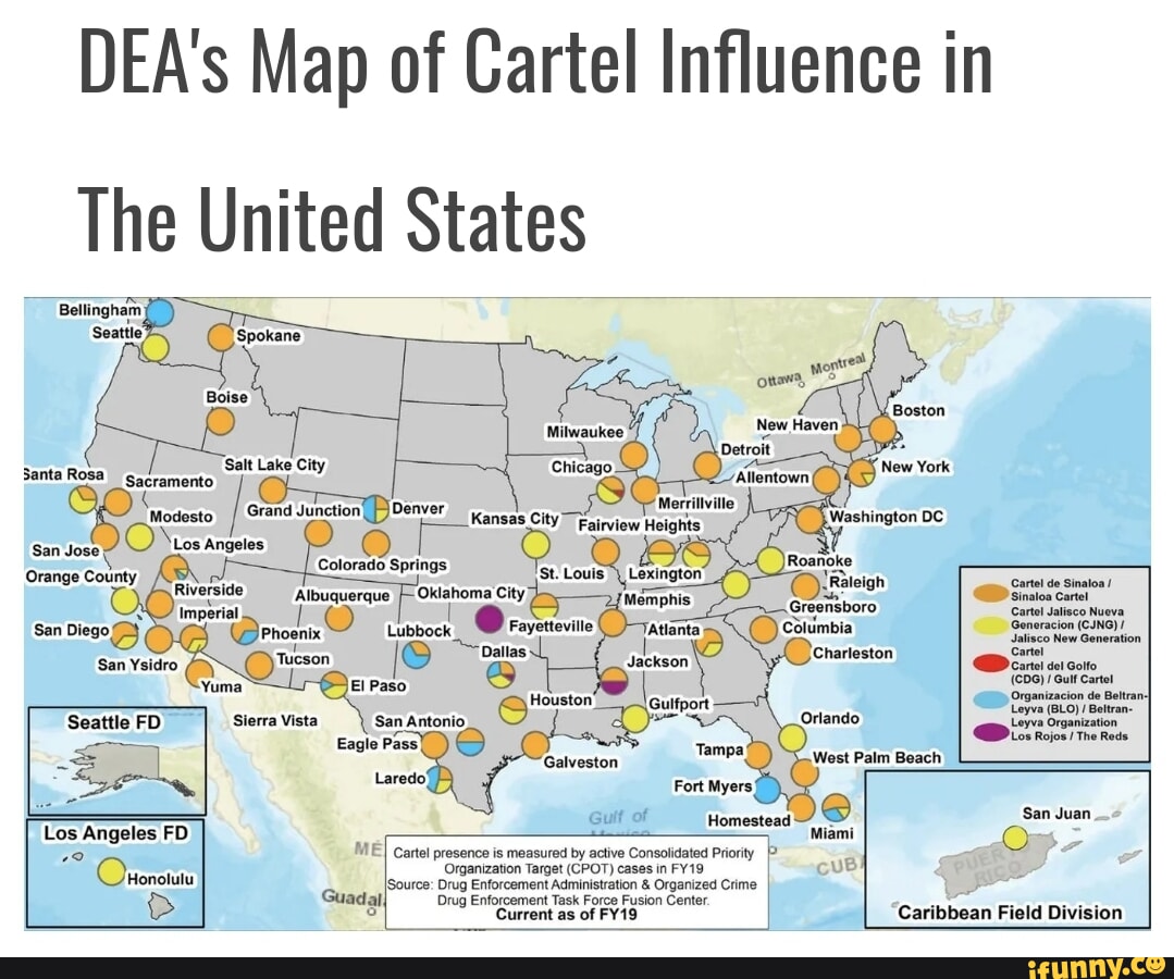 DEA's Map of Cartel Influence in The United States Milwaukee Salt Lake ...