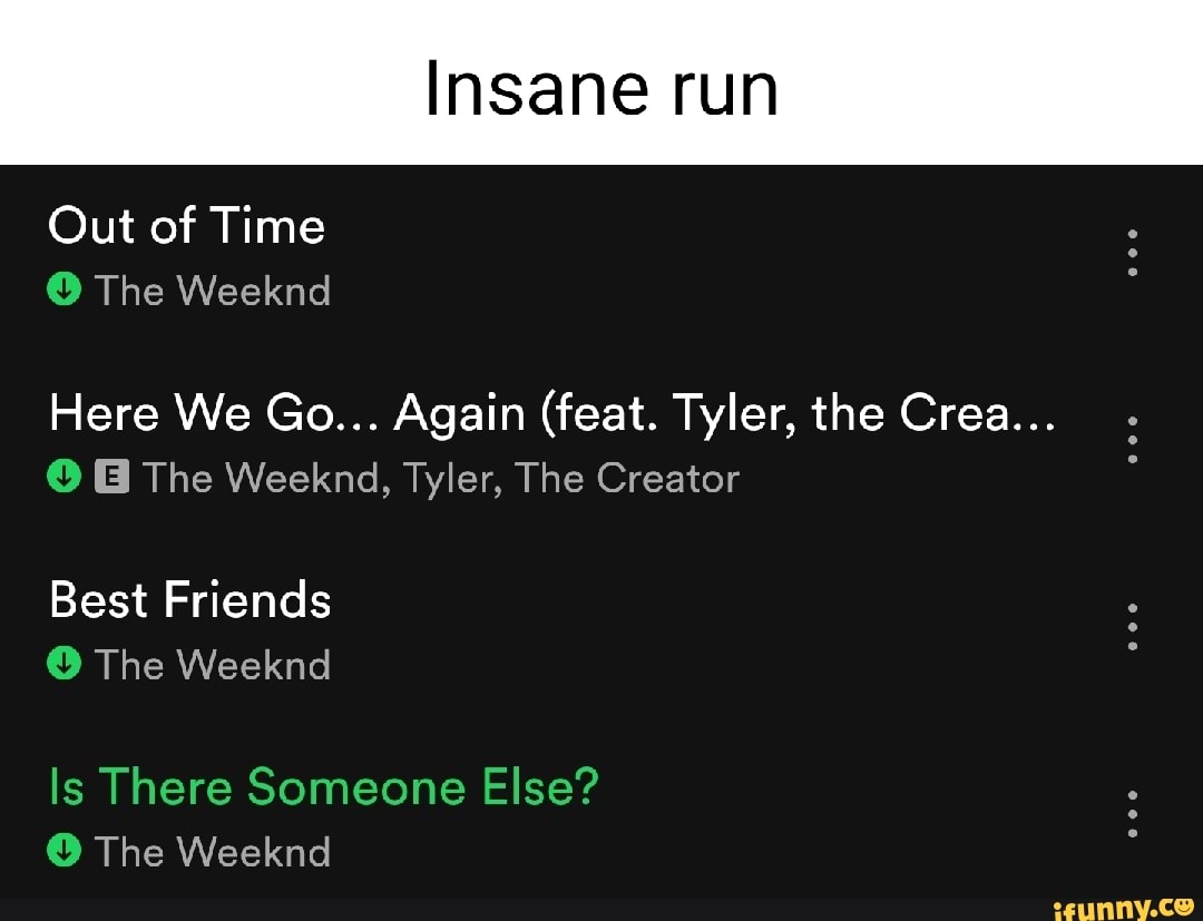 Insane run Out of Time The Weeknd Here We Go... Again (feat. Tyler, the ...