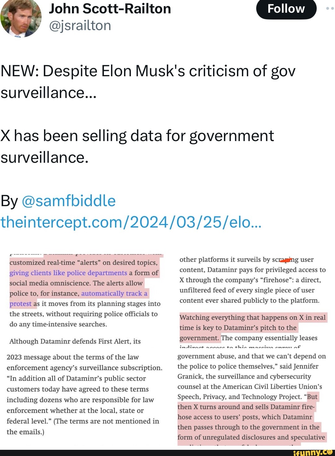 John Scott-Railton Follow @jsrailton NEW: Despite Elon Musk's criticism ...