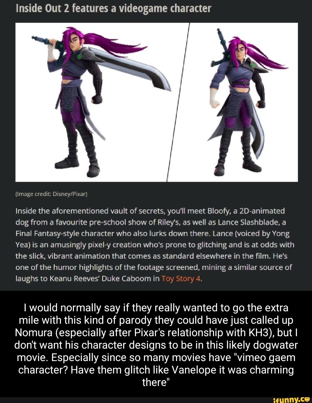 Inside Out 2 features a videogame character (Image credit: Inside the ...