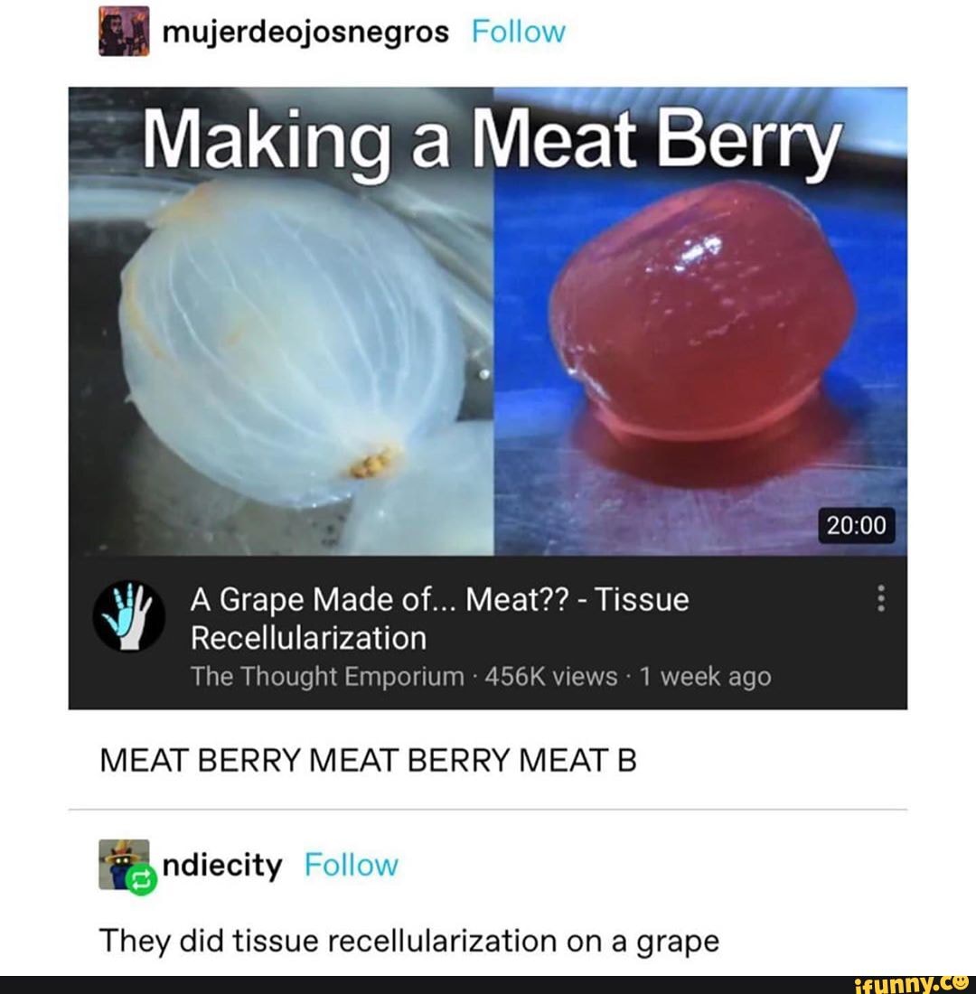 Mujerdeojosnegros Follow Making a Meat Berry A Grape Made of... Meat ...