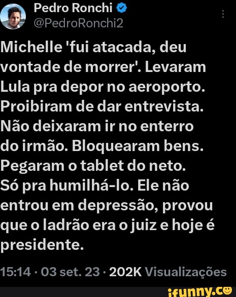 Pedro Ronchi GPedroRonchi2 Michelle 'fui atacada, deu vontade de morrer ...