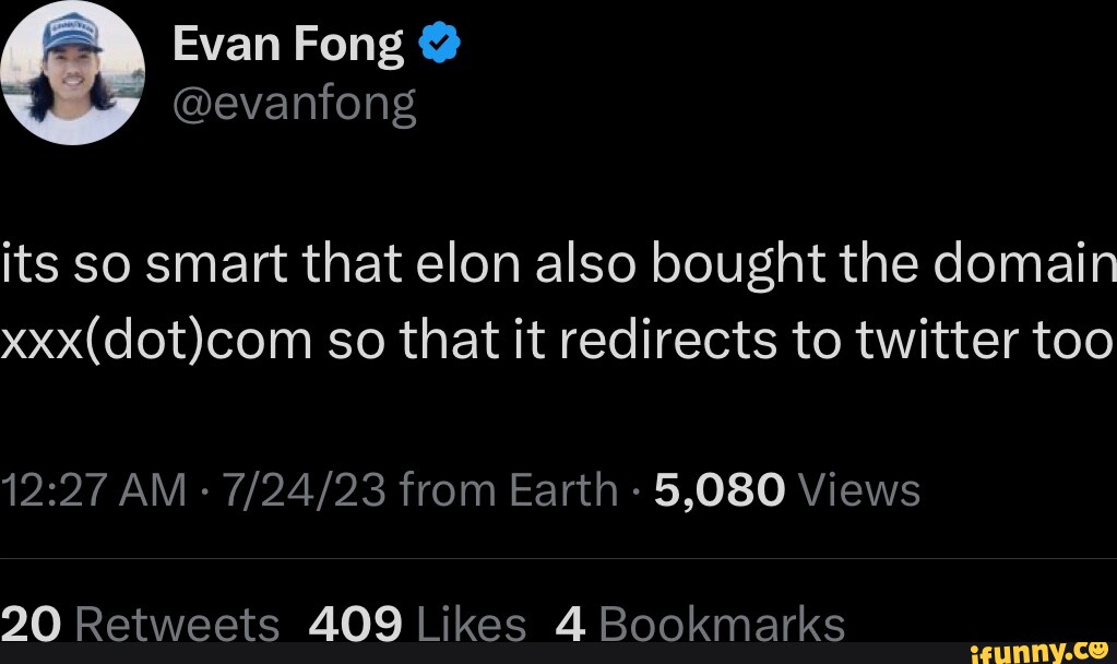 \ Evan Fong @eva nfong its so smart that elon also bought the domain so ...