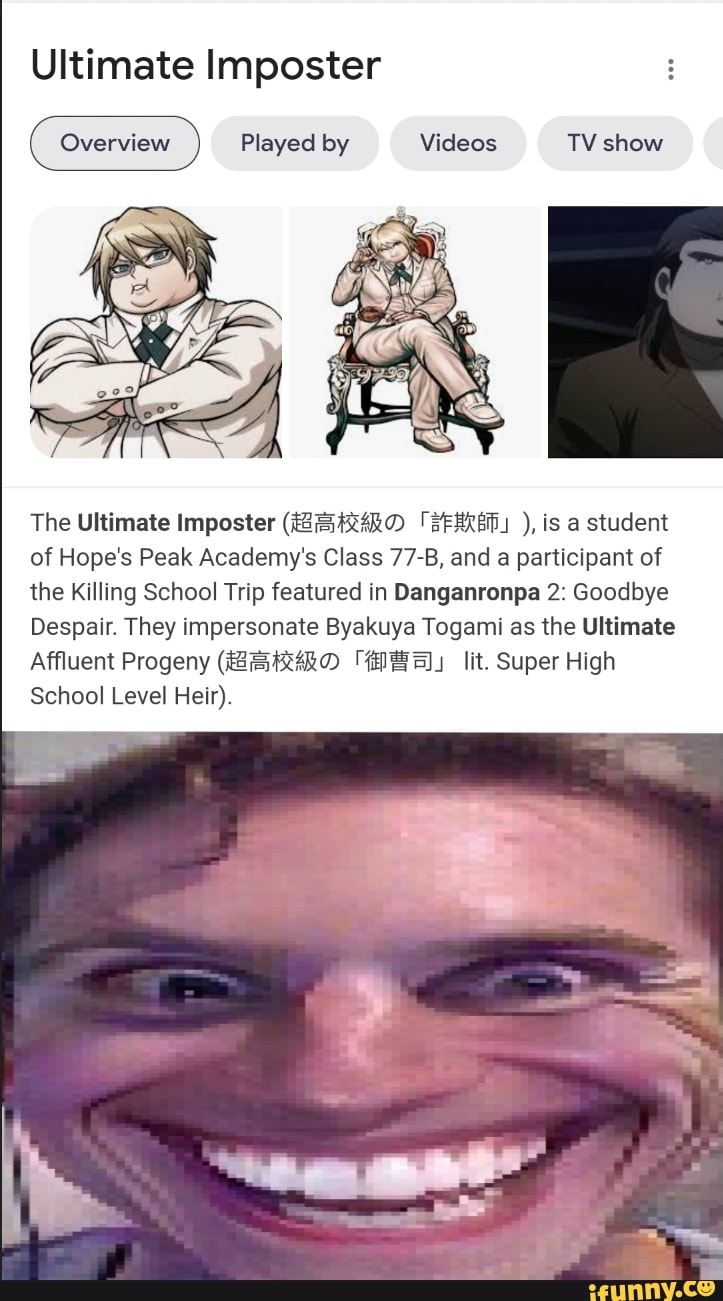 Ultimate Imposter Overview Played by Videos TV show The Ultimate ...