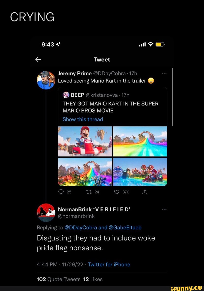 CRYING Tweet Jeremy Prime @DDayCobra: Loved seeing Mario Kart in the ...