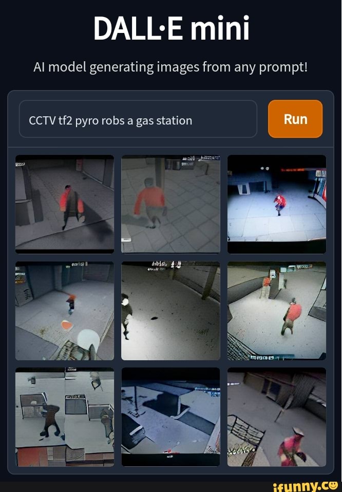 Mini Al model generating images from any prompt! CCTV pyro robs a gas ...