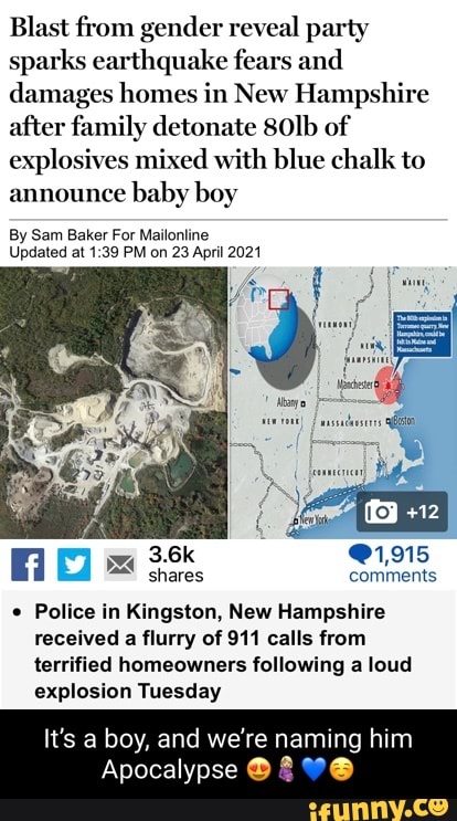 Blast from gender reveal party sparks earthquake fears and damages ...