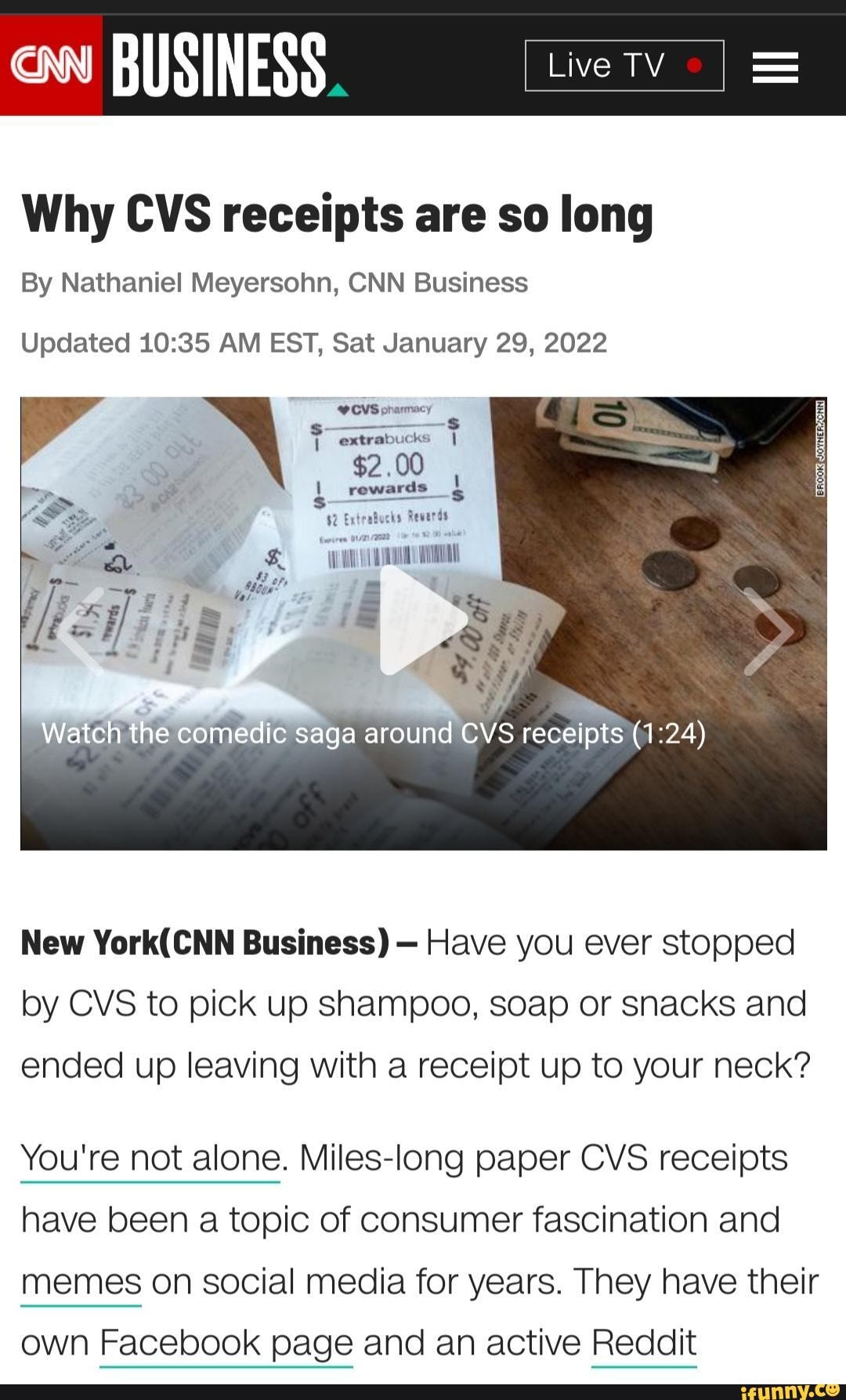 Finally, some important news - BUSINESS Why CVS receipts are so long By ...