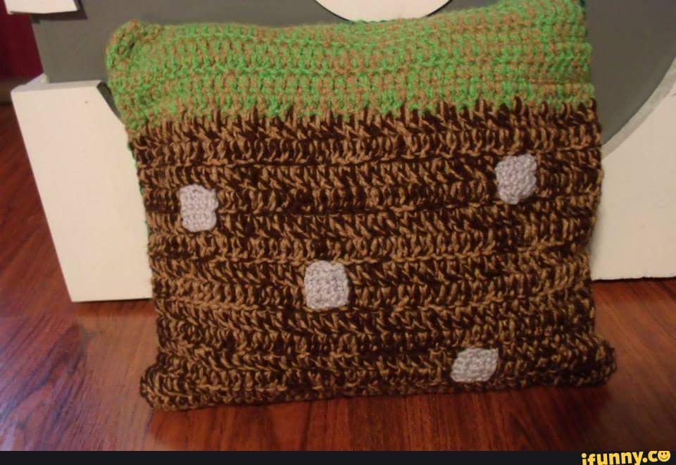 Minecraft pillows I made one side is grass/dirt... #minecraft #crochet ...